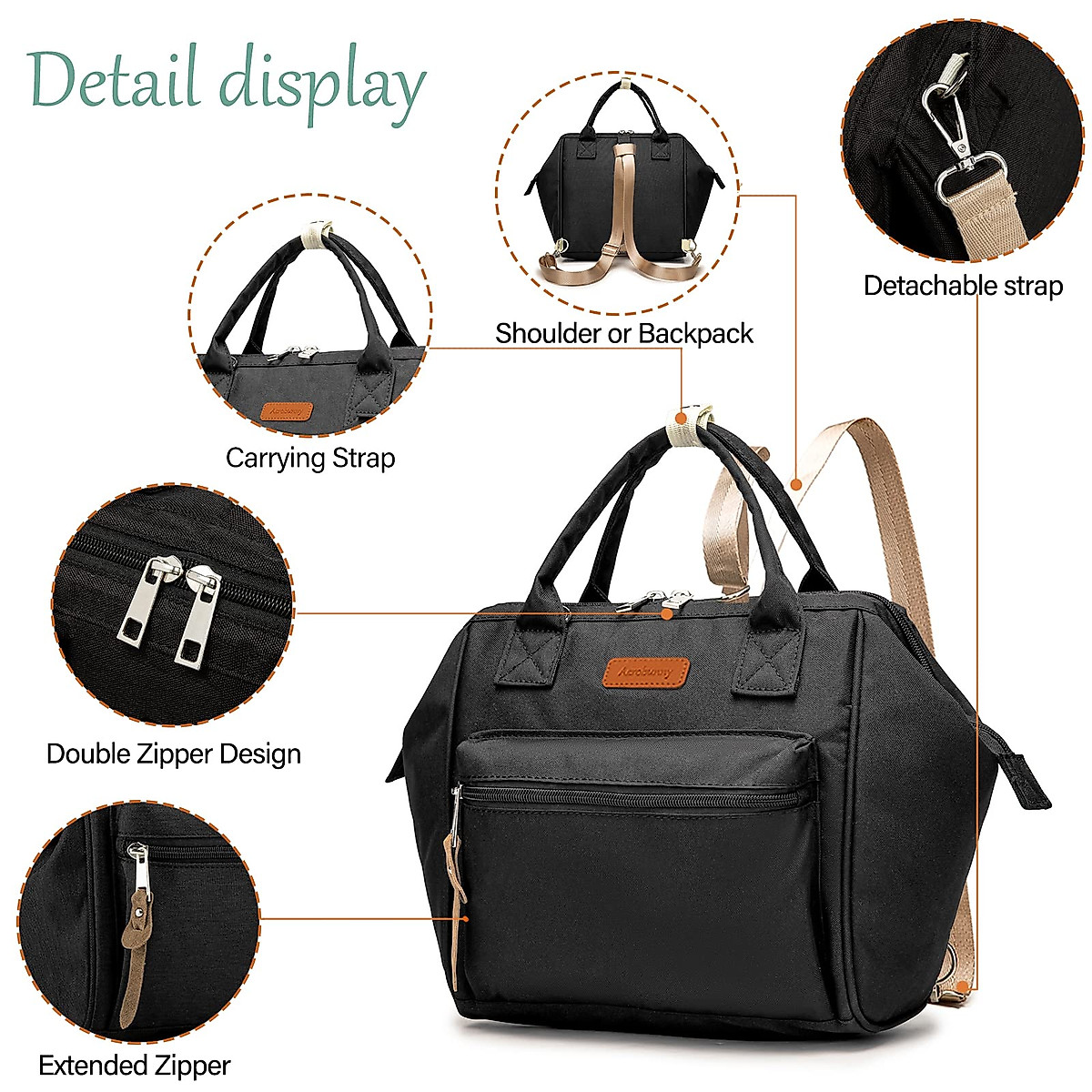 Aerobunny Small Diaper Bag Tote for Mom Dad - Mini Diaper Bag Backpack Mommy Bag Include Insulated Pocket