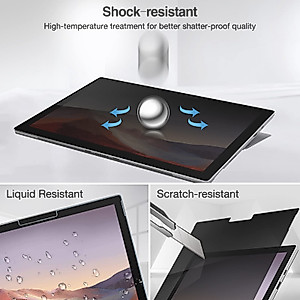 ProCase Privacy Screen Protector for Surface Pro 7 Plus, Pro 7, Pro 6, Pro 5, Pro 4, Tempered Glass Dark Anti-Spy Screen Film Guard for 12.3 Inch Surface Pro 7+/7/6/5/4
