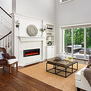 36" Electric Fireplace Insert 750/1500W Stove Heater for TV Stand with Recessed Mounted, 3 Colors Flame, 5 Levels Adjustable Flame Brightness, Timer Setting, Remote Control Fireplace Heater (Black)