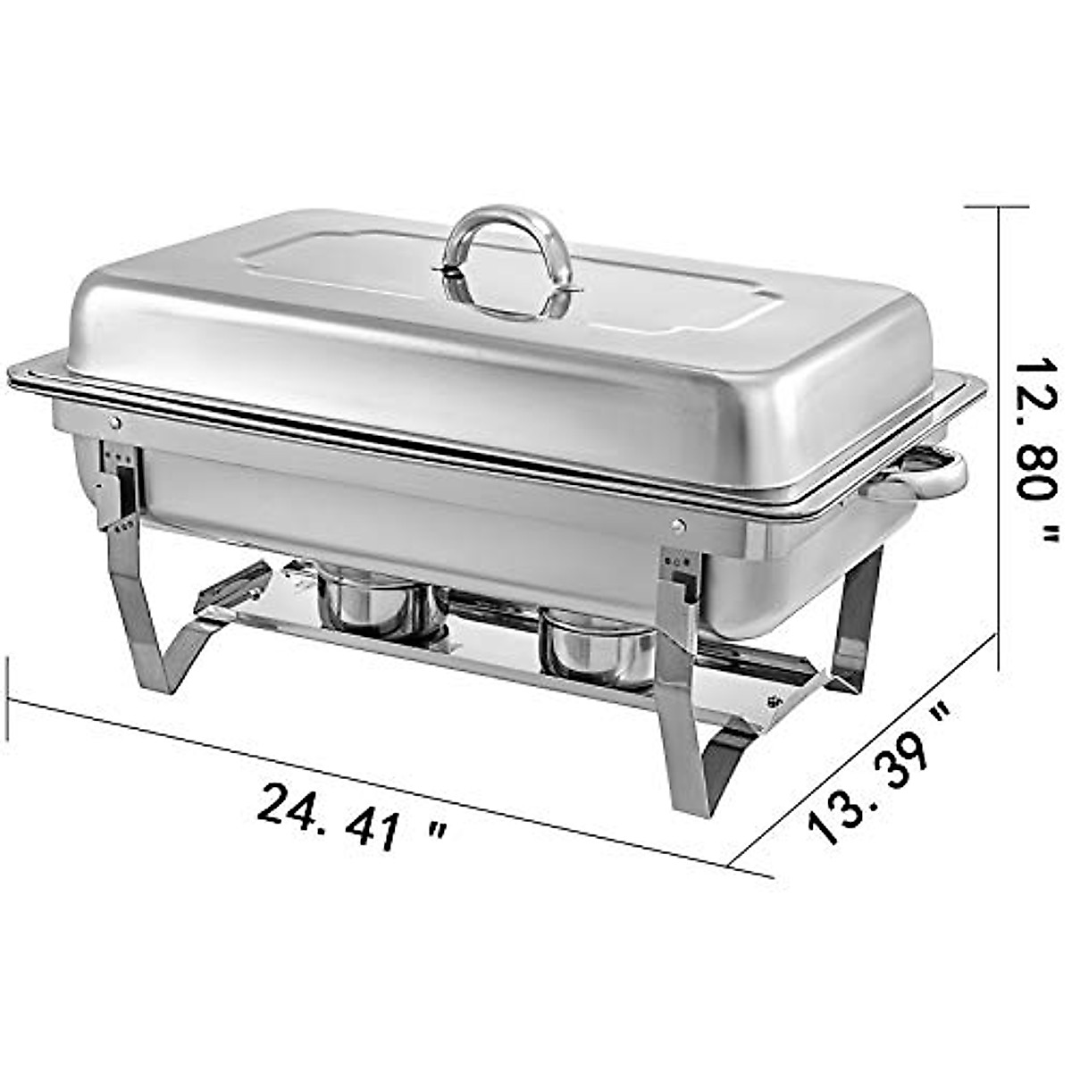 Mophorn Chafing Dish 4 Packs 8 Quart Stainless Steel Chafer Full Size Rectangular Chafers for Catering Buffet Warmer Set with Folding Frame