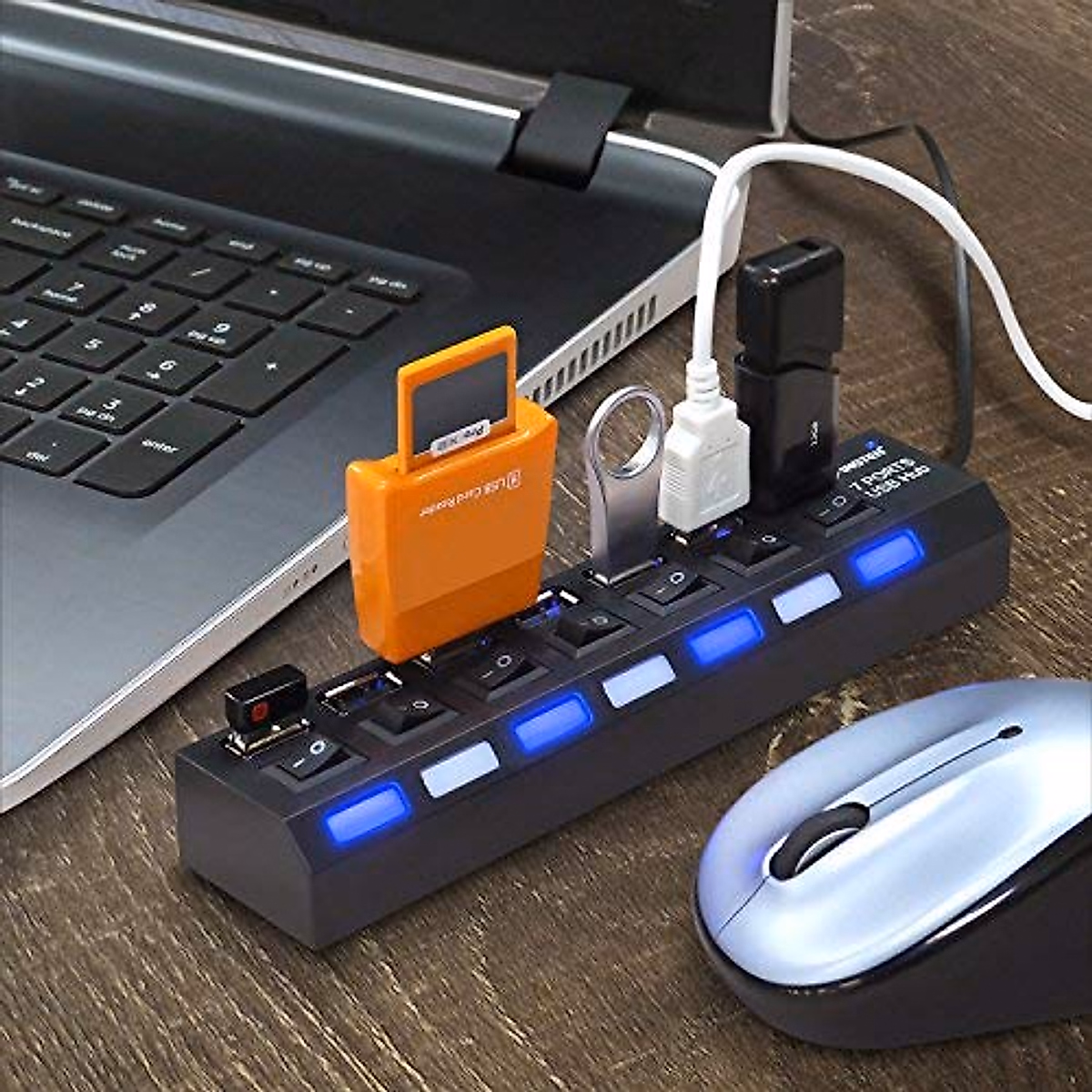 7-Port USB 2.0 Hub High Speed ON/Off Sharing Switch for PC Laptop (689421)