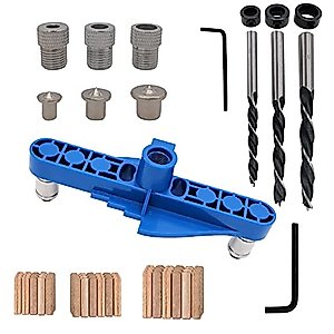 AeKeatDa 74 PCS Self Centering Dowel Jig Kit with Dowel Pins and Bits for Working Drilling and Marking