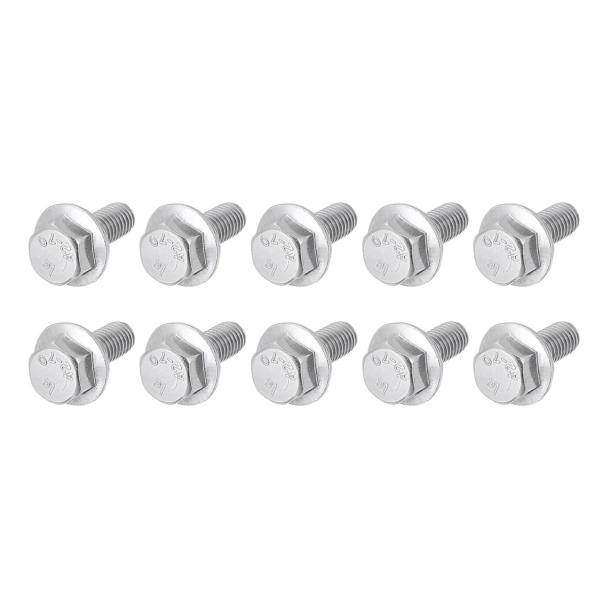 METALLIXITY Flanged Hex Head Bolts (M6x10mm) 50pcs, Hexagon Serrated Flange Bolt Carbon Steel Screw - for House Construction Hardware Fasteners