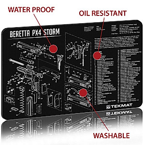 TekMat Beretta PX 4 Storm Gun Cleaning Mat, Black, TEK-R17-BER-PX4, One Size