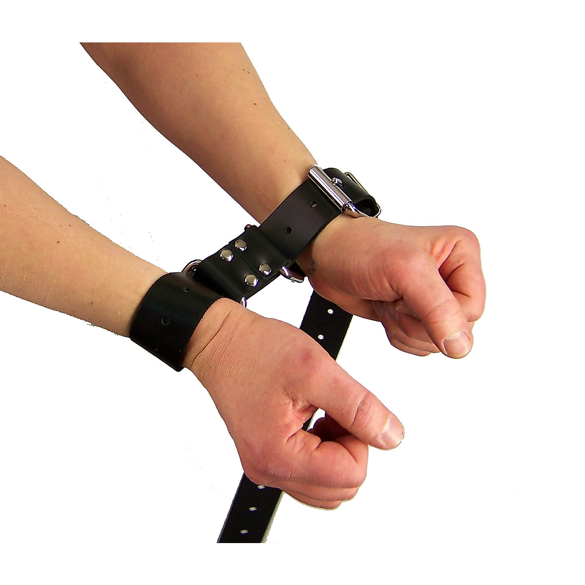 Axovus Preimum Leather Bondage Hobble Belt - Wrist, Ankle BDSM Fetish Restrains also functions as Fashion Belt (Large)