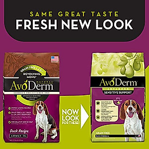 AvoDerm Advanced Sensitive Support Grain-Free Duck Formula Dog Food, Sensitive Stomach, 22lb