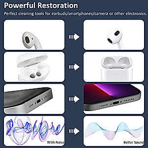 Yunerz for Airpods Cleaner Kit, Earbuds Cleaning Pen, Bluetooth Headphone Cleaning Tool with Cleaning Putty for Airpods Pro 1 2 3 and Other Earphones, Upgraded Kits with Cloth and Wet Dry Wipes