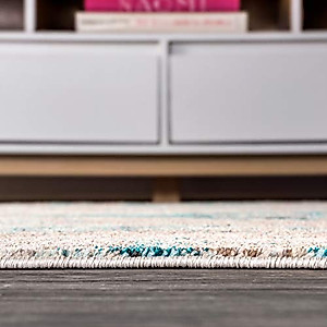 JONATHAN Y CTP103A-8 Contemporary POP Modern Abstract Vintage Faded Indoor Area-Rug Bohemian Easy-Cleaning High Traffic Bedroom Kitchen Living Room Non Shedding, 8 X 10, Gray/Blue