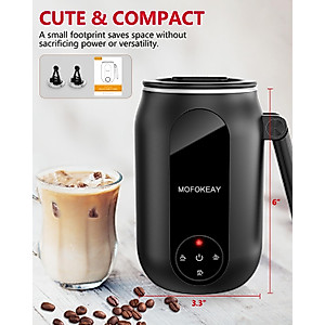 MOFOKEAY Upgraded Milk Frother and Steamer, Frother for Coffee, 4-in-1 Automatic Hot and Cold Foam Maker, Electric Milk Steamer, Auto Shut-Off Frother for Latte, Cappuccinos, Macchiato & Hot Chocolate