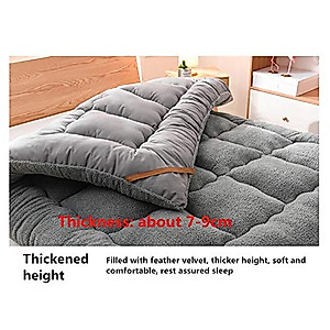 Plush Solid Color Floor Mattress Non-Slip Thicken Japanese Tatami mat Foldable Double Futon Mattress Topper for Bedroom Living Room Dorm Room EtcA-90x200cm(35x79inch)
