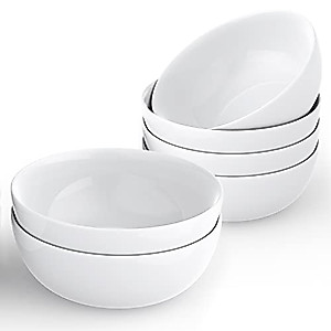 MEKY Cereal Bowls, Glassware 18oz White Salad Bowls Sets 5.5 Inch 6 Piece, Restaurant, Family Party and Kitchen Use, Round