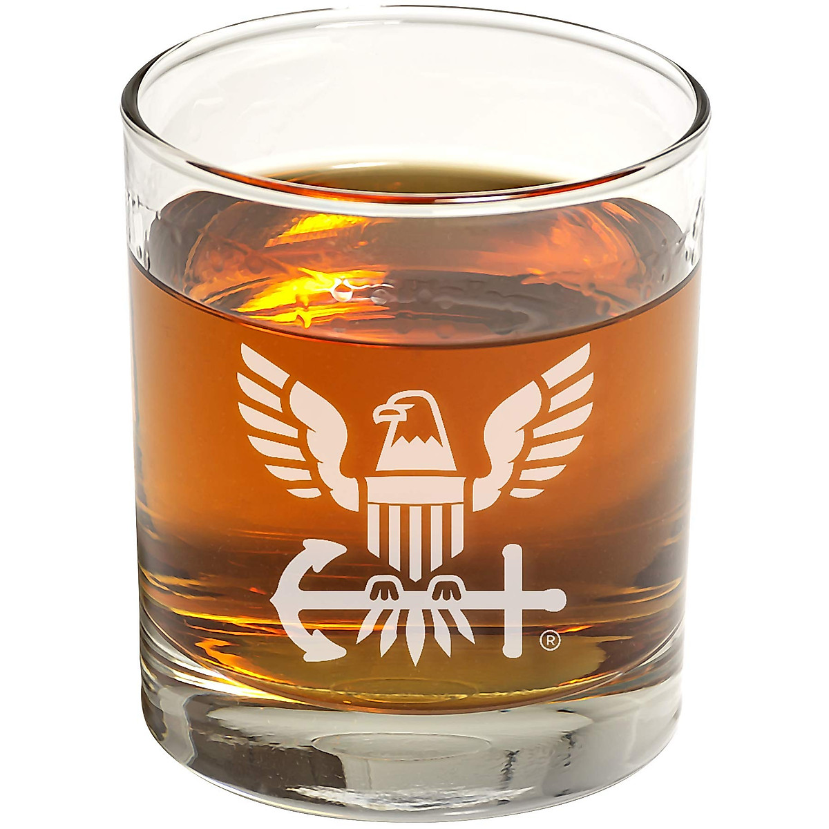 US Navy Whiskey Glass (Set of Two) – Navy Engraved Exquisite Whiskey Glass - Gifts for Whiskey Lovers - Navy Present for Retirement, Graduation, Birthday – Navy Home Décor