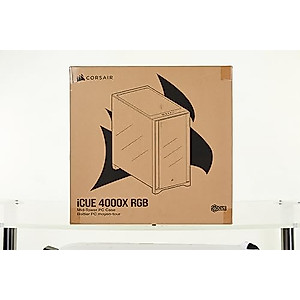 CORSAIR iCUE 4000X RGB Tempered Glass Mid-Tower ATX PC Case - 3X SP120 RGB Elite Fans - iCUE Lighting Node CORE Controller - High Airflow - White