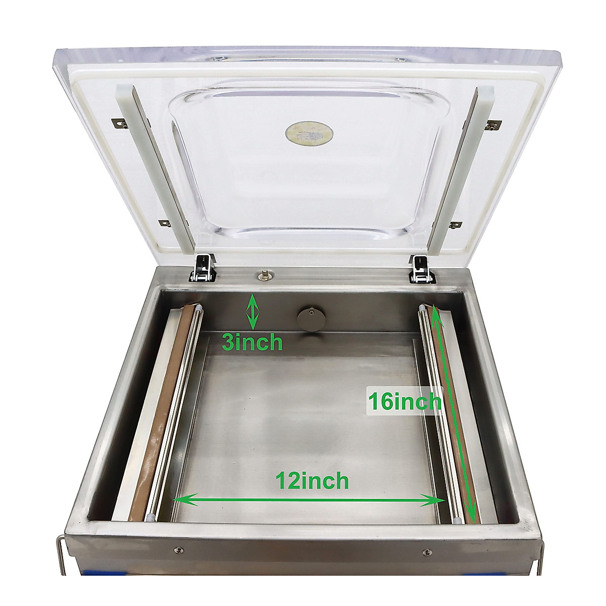 TECHTONGDA Vacuum Seal Machine Package Tool Stainless Steel Single Chamber for Meat Fruit Vegetable with Wheels Sealing Length 16inch