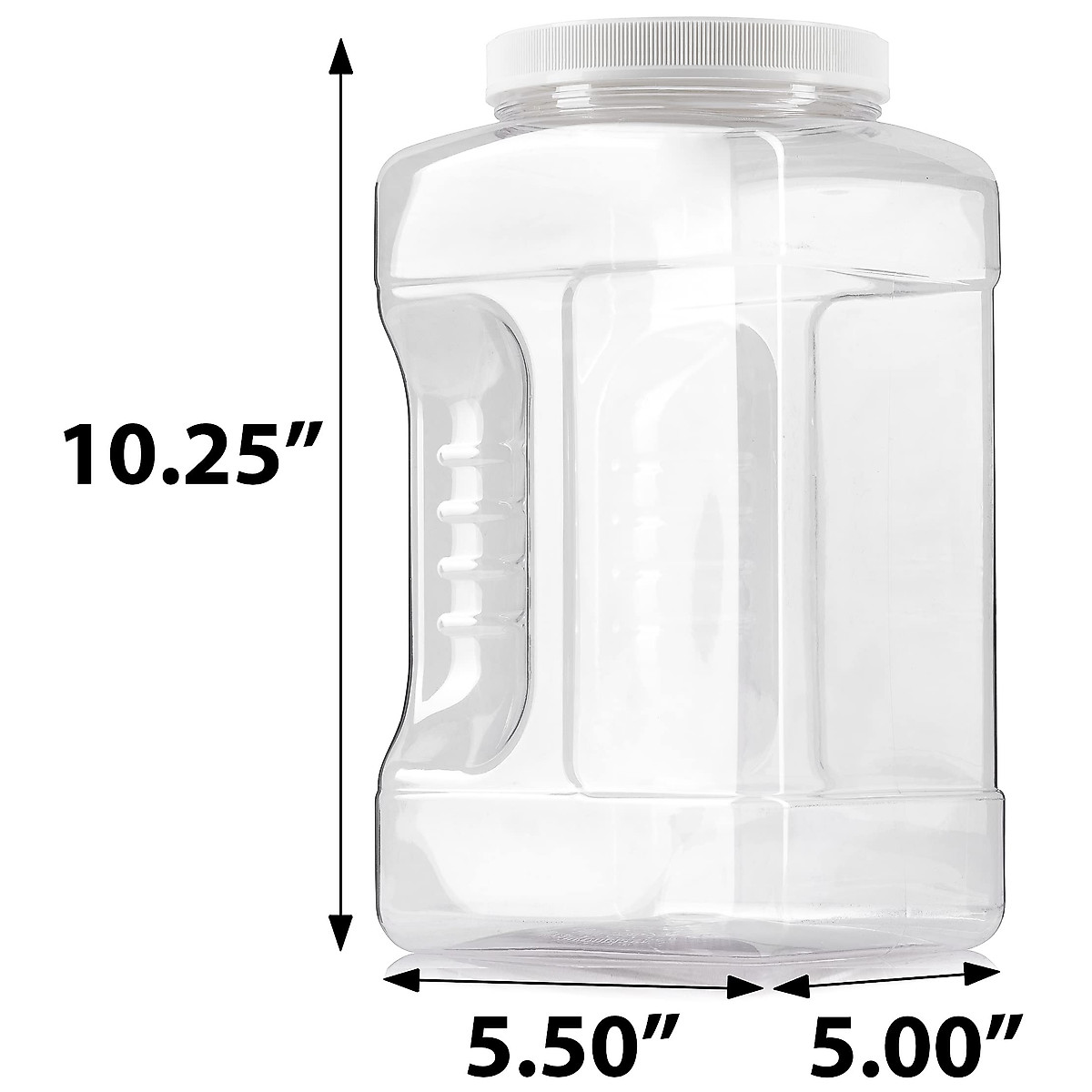 JUVITUS 1 Gallon / 128 oz / 4 Quart Square Storage Refillable PET Plastic (BPA Free) Container Jar