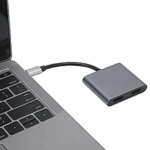 4 in 1 Type C Adapter, USB C to PDUSB 3.0/ Dual HDMICompatible Adapter Converter Hub for Laptop, 4-in-1 Aluminium USB C Adapter with 4K USB C to HDMI Hub