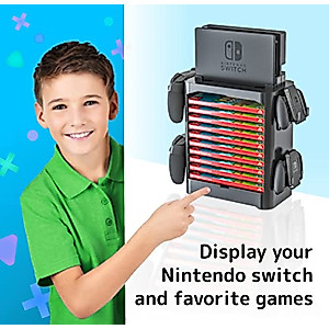 Skywin Game Storage Tower for Nintendo Switch - Nintendo Switch Game Holder Game Disk Rack and Controller Organizer Compatible with Nintendo Switch and Accessories
