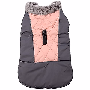 JoyDaog Fleece Collar Dog Coats for Small Dogs,Reversible Warm Puppy Jacket for Cold Winter,Pink S