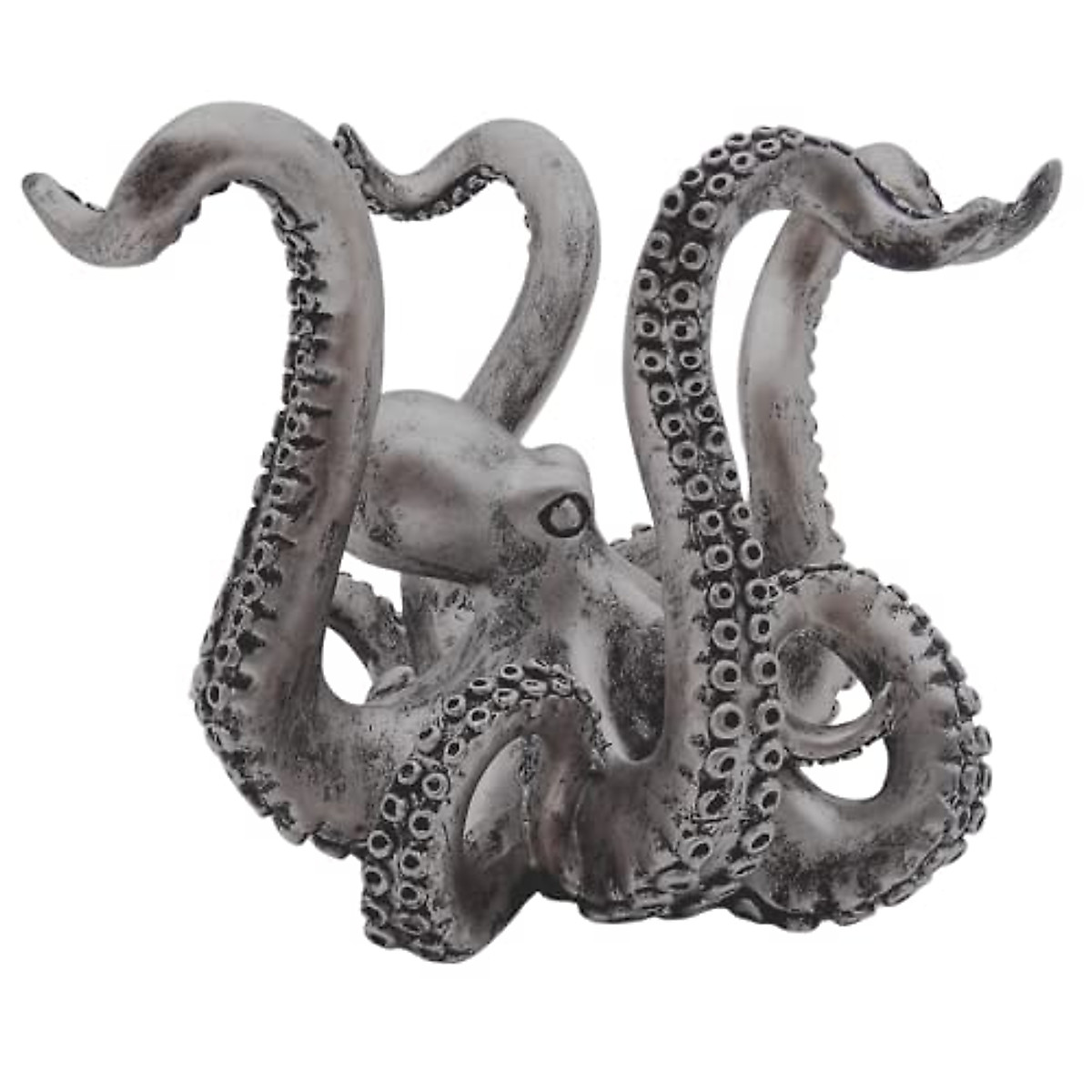 Silver Toned Octopus Mug Holder, Unique Kitchen Organization, Freestanding Tabletop Décor, Nautical Theme Decoration, 7.5 Inches