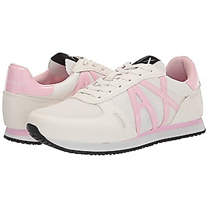 A|X ARMANI EXCHANGE Women's AX Rio Logo Sneakers, Opt. White + Lilac, 8