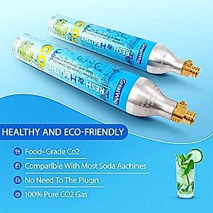 GreatWhip 60L CO2 Cylinder For Sodastream, Exchange Carbonator Compatible With SodaMaker Appliances, Set of 2