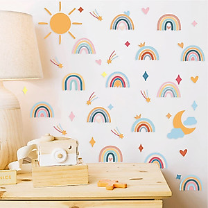 Rainbow Wall Decals Stickers Rainbow Wall Decor for Kids Room Little Girls Bedroom Nursery Playroom Daycare Classroom Parties Decoration (B)