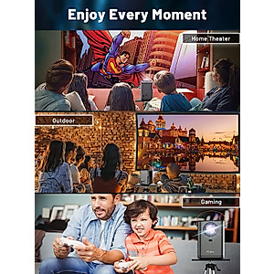 [2022 Upgraded] Mini WiFi Bluetooth Projector, ELLEPHAS 1080P Full HD Supported Movie Projector, Home Theater Projector with 100" Projector Screen & Zoom, Compatible with Android/iOS/PC/TV Stick/PS4