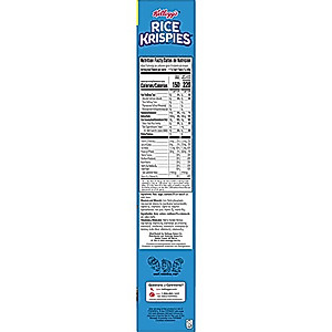 Kellogg's Rice Krispies Cold Breakfast Cereal, 8 Vitamins and Minerals, Rice Krispies Treats, Large Size, Original, 12Oz Box (1 Box)