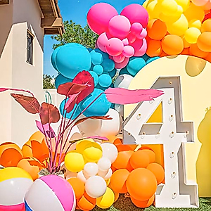 BBeipulas 88Pcs Tropical Balloon Arch Kit 12inch Hot Pink Orange Yellow Green Teal Latex Confetti Balloons for Barbie Party Decorations Luau Tropical Hawaii Flamingo Coachella Party Theme