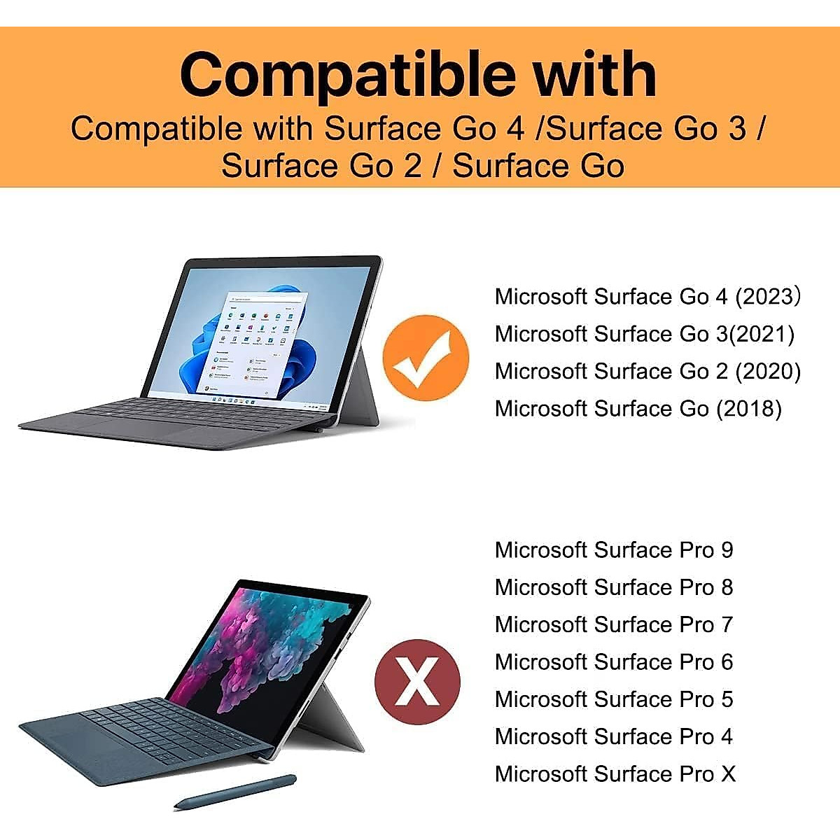 MoKo Case Fit Microsoft Surface Go 4 /Surface Go 3 / Surface Go 2 / Surface Go Case, All-in-One Protective Cover Case with Pen Holder Hand Strap, Compatible with Type Cover Keyboard, Black