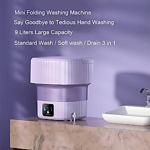 WHYATT Portable Washing Machine and Dryer Combo, 9L Small Collapsible, for Apartments, Dorm, Camping, RV, Travel Laundry