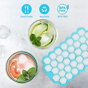 Ice Cube Trays, TeaRoo 2 Pack Silicone Ice Cube Molds with Lids, Easy-Release and Flexible 74-Ice Trays BPA Free, for Whiskey Cocktail, Stackable and Safe Ice Cube Molds