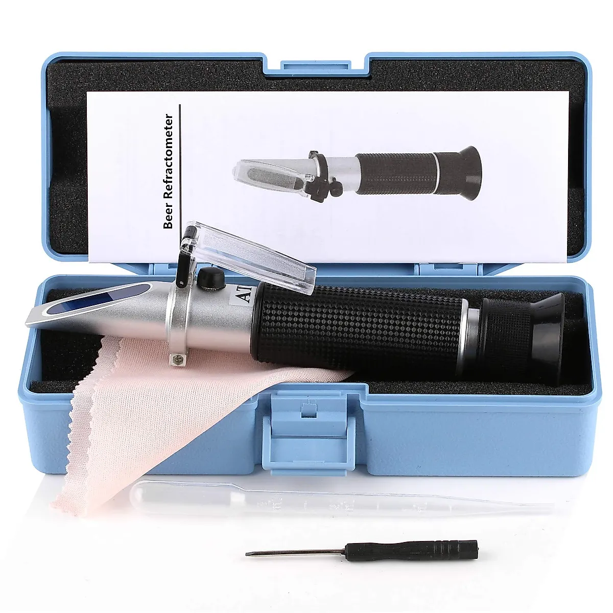 Beer Wort Refractometer for Homebrewing Beer, Dual Scale Specific Gravity 1.000-1.130 and Brix 0~32%, Beerbrewing Refractometer Hydrometer with (ATC) Autoction Temperature Compensation