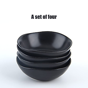 XinHuiGY Matte Ceramic Dipping Sauce Dishes,Black Sushi Soy Sauce Dipping Bowls Appetizer Plates with Irregular Edge Side Dish for Kitchen Home Housewarming (Black)