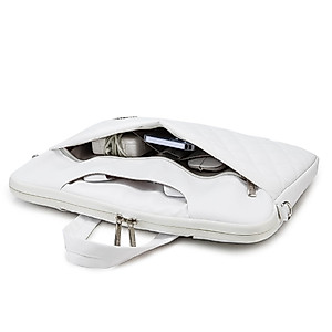 Kinmac White Embroider 360° Protective Laptop Shoulder Messenger Sleeve Briefcase case Bag For MacBook Pro/Air 13 inch,iPad Pro 12,MacBook 14 inch and 13 inch-14 inch Screen Laptop