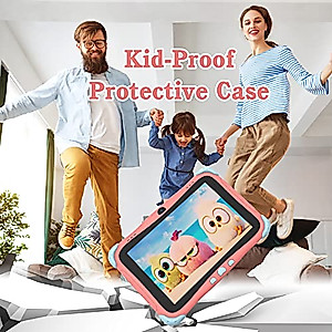 Kids Tablet 8 inch Android Toddler Tablet 2GB 64GB Tablet for Kids App Parent Control Kids Learning Tablet WiFi Dual Camera With Shockproof Case, Netflix, YouTube, for Boys Girls, ages 3-16, Red