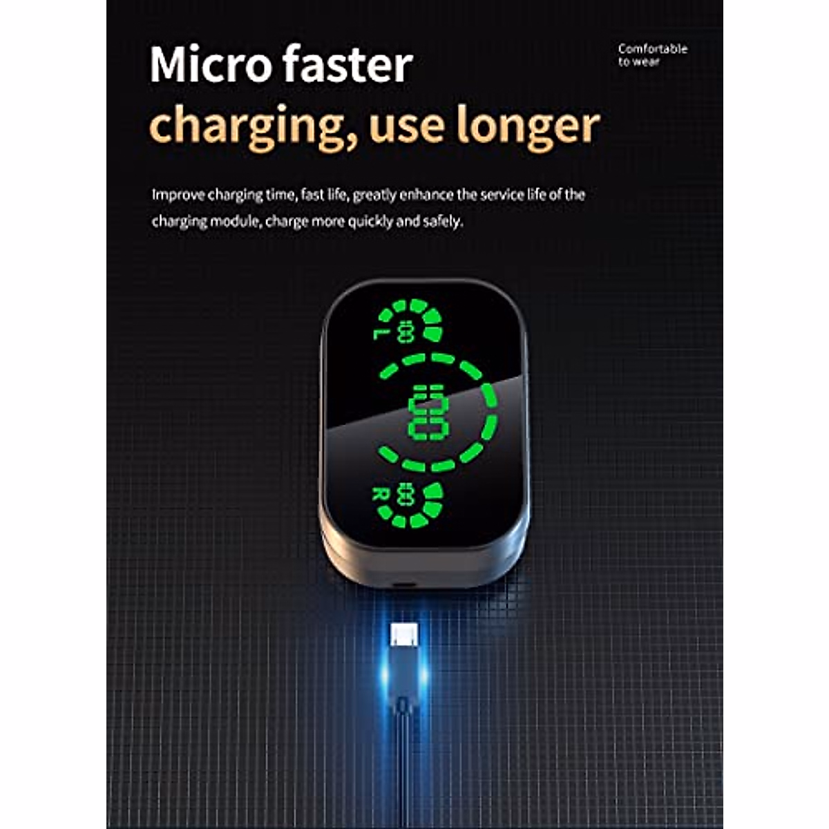 VOLT+ Plus TECH Wireless V5.3 LED Pro Earbuds Compatible with Xiaomi 12T IPX3 Water & Sweatproof/Noise Reduction & Quad Mic(Black)