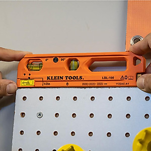 Klein Tools LBL100 Laser Level with Level Bubble Vials, Magnetic, 3-Vial with Leveling Base, Laser Line and Laser Spot Orange