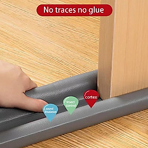 Twin Door Bottom Seal Strip Stopper,Under Door Draft Stoppers, 36 Inch Weatherstrip Under Door Draft Noise Blocker Black Gap Stoppers Noise Blocker Adjustable Door Sweeps Soundproof Strip (White)