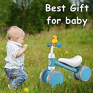 Baby Balance Bike Toys for 1 Year Old Gifts Boys Girls 10-24 Months Kids Toy Toddler Best First Birthday Gift Children Walker No Pedal Infant 4 Wheels Bicycle … (Light Blue)