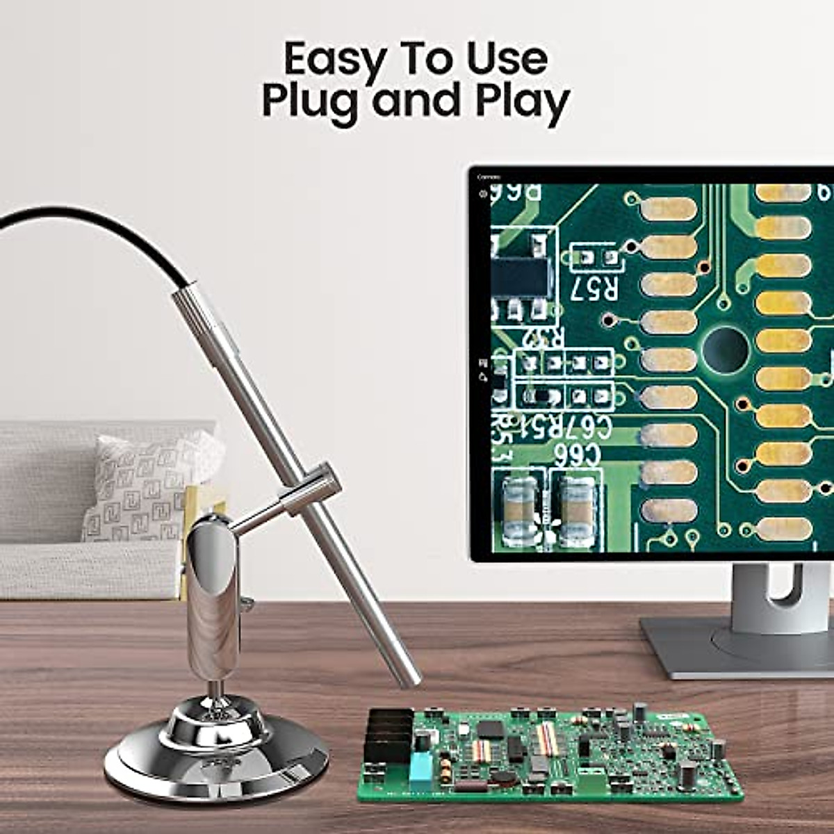 USB Digital Microscope, Teslong 10X to 200X Magnification Camera with Stand, Portable Handheld Electronic Coin Magnifier, Soldering Camera Ear Otoscope