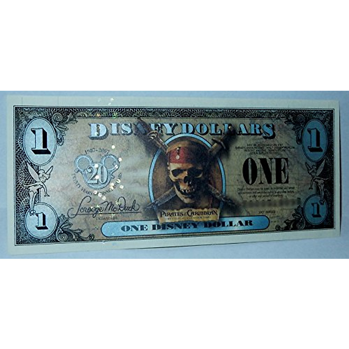 2007 Pirates of the Caribbean Disney Dollar (20th Anniversary) The Curse of the Black Pearl (Individual Serial Number) Uncirculated