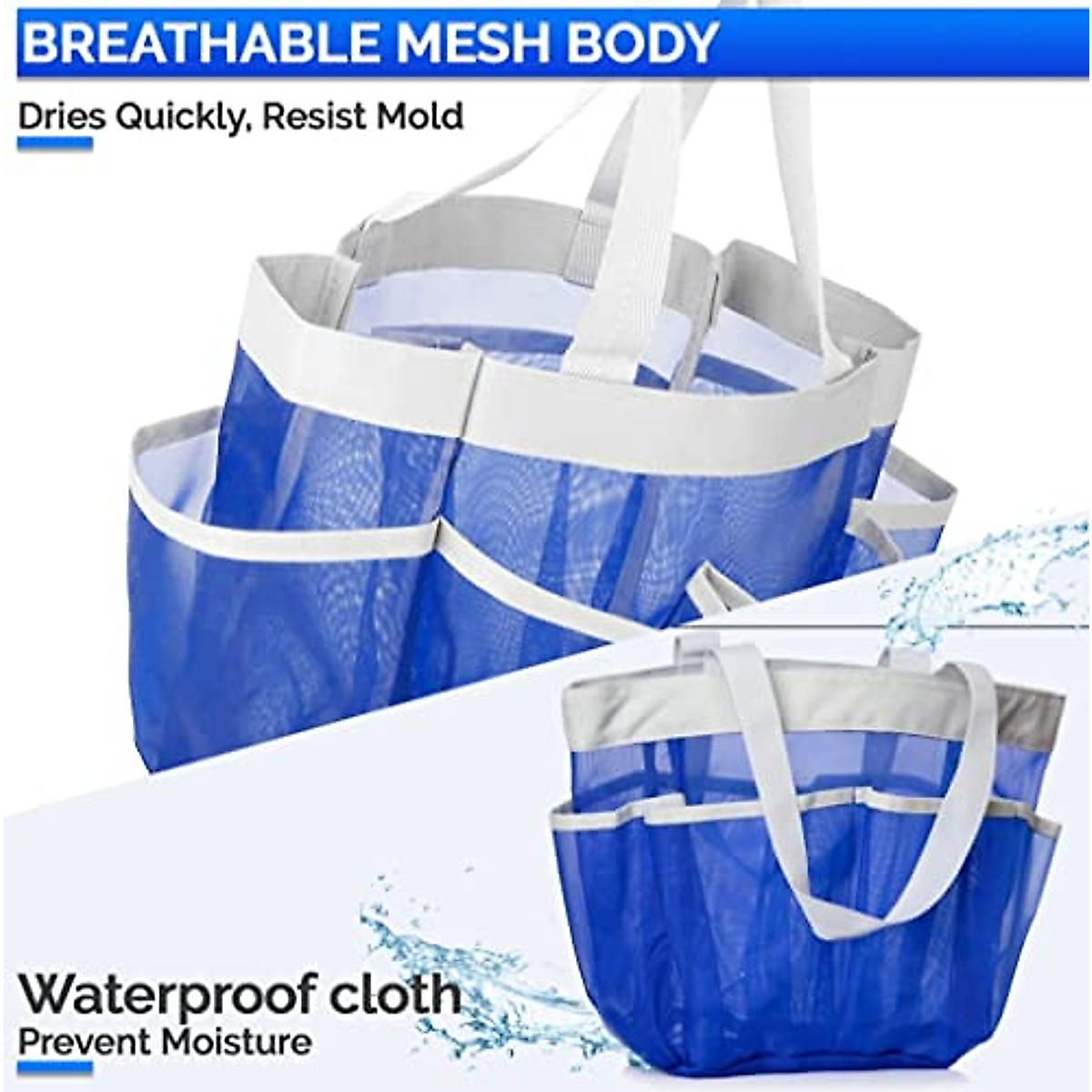Shower Caddy Portable Mesh Bag for College Dorm Room Essentials , Camping Essentials ,Dorm Decor ,Travel ,Gym Shower Bag , Bathroom Accessories - Quick Dry Waterproof Shower Tote Bag 9" x 8" .