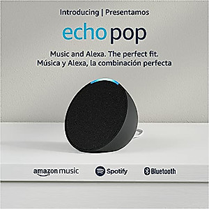 Echo Pop | Full sound compact smart speaker with Alexa | | International Version with EU Power Adaptor | Charcoal