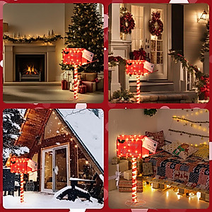 Christmas Yard Light Decorations, 34 Inch Lighted Santa’s Mailbox Yard Decor, Christmas Red Letter Box Yard Decorations, Light Up Tinsel Mailbox Christmas Decorations for Indoor Outdoor Yard