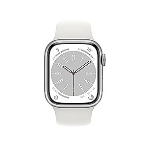 Apple Watch Series 8 [GPS + Cellular 41mm] Smart Watch w/Silver Aluminum Case with White Sport Band - M/L. Fitness Tracker, Blood Oxygen & ECG Apps, Always-On Retina Display, Water Resistant