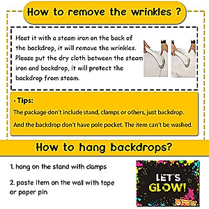 Fanghui Let's Glow Splatter Photography Backdrops Glow Party Decoration Supplies Photo Booth Studio Props Vinyl Black Background 7x5ft