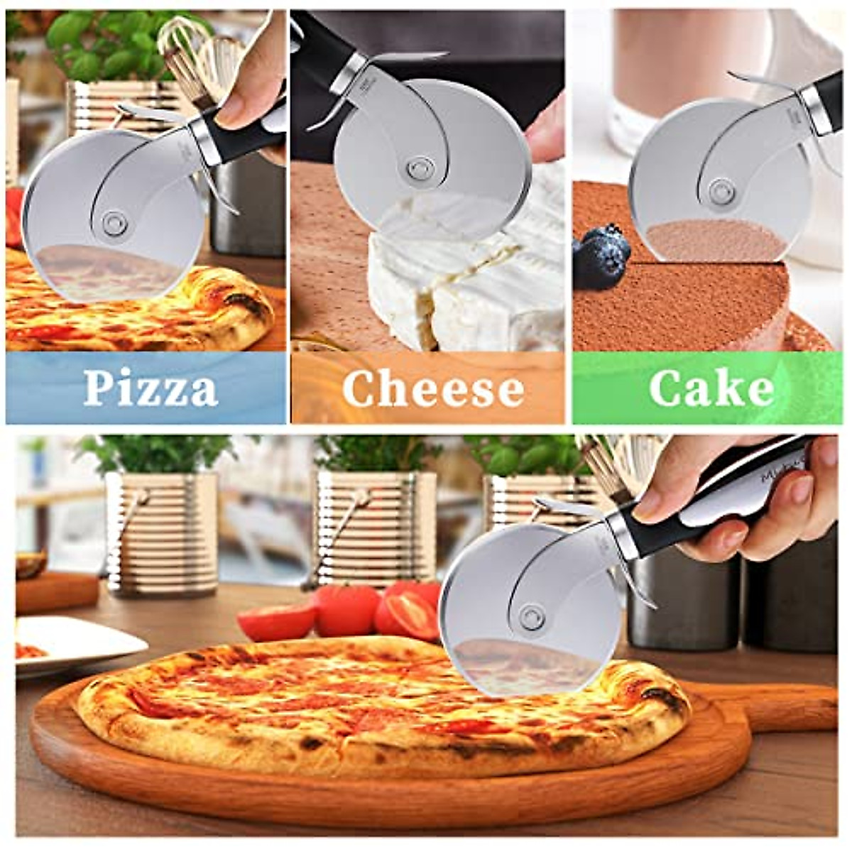 Pizza Cutter Wheel，Mituer 8.2 inch Super Sharp Pizza Cutter, Pizza Slicer With Non-Slip Handle, Stainless Steel Pizza Wheel Cutter, Dishwasher Safe