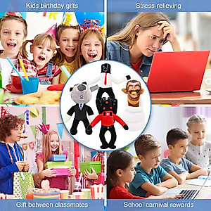 OVITTAC 4PCS Skibidi Toilet Toy Plush,Speakerman Plush,Cameraman Plush 11.3in Stuffed Animal Plushie Doll Toys Gift for Kids Fans Collectors Aldults Gift