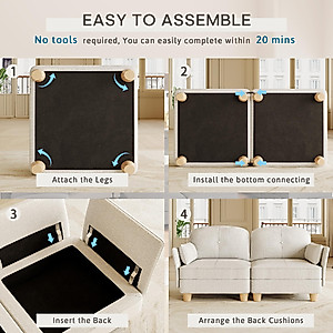 LLappuil Oversized Modular Sectional Fabric Sofa Set, Extra Large L Shaped Couch Reversible Chaise Modular Sectional Couch, 113.5 inch Width,8 Seat Modular Sofa with Storage Ottoman, Linen,Off White